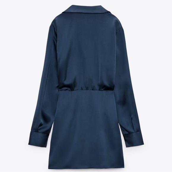 Zara | Dresses | Nwt Zara Short Satin Effect Navy Blue Dress | Poshmark
